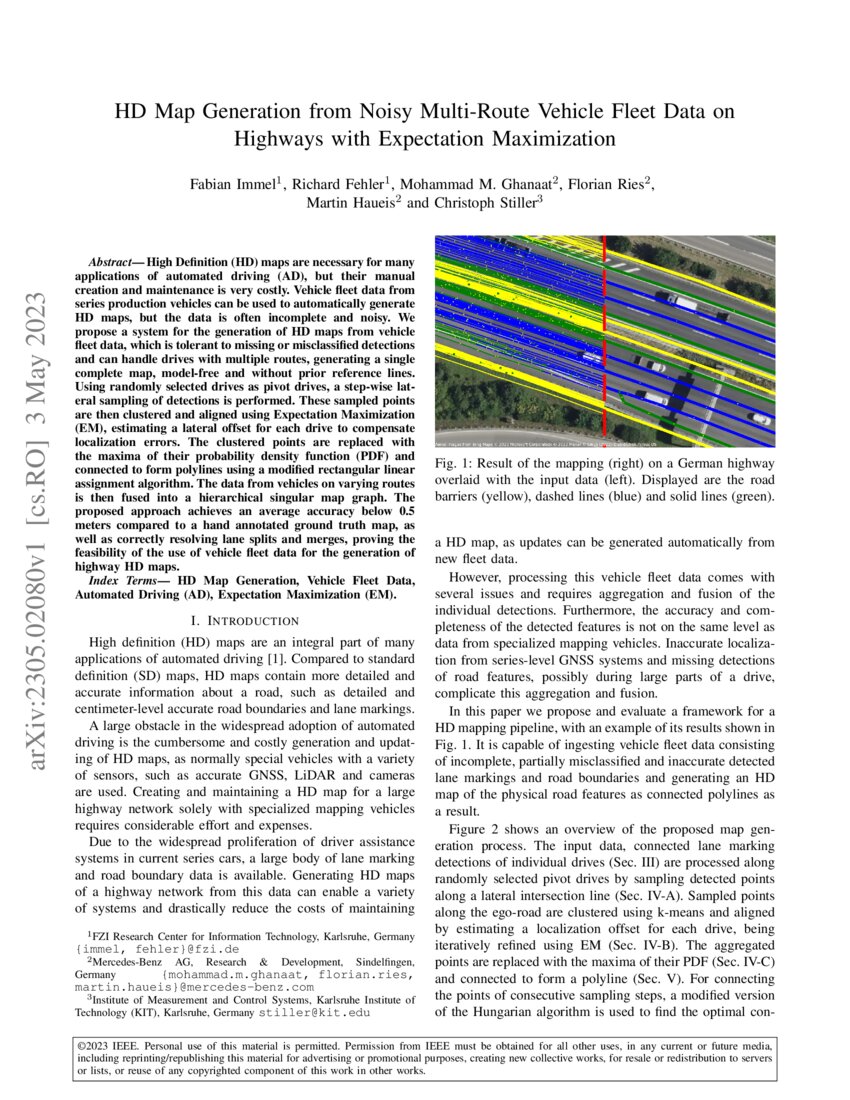 HD Map Generation from Noisy Multi-Route Vehicle Fleet Data on Highways ...