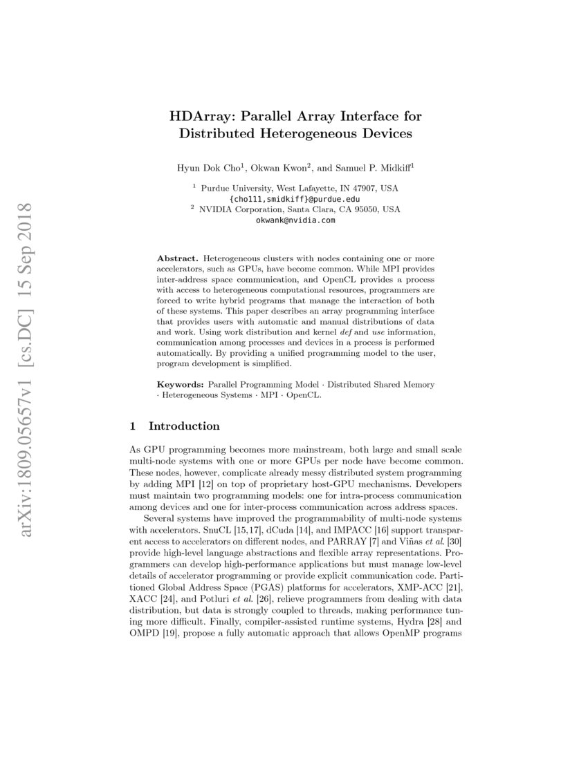 HDArray: Parallel Array Interface for Distributed Heterogeneous Devices | DeepAI