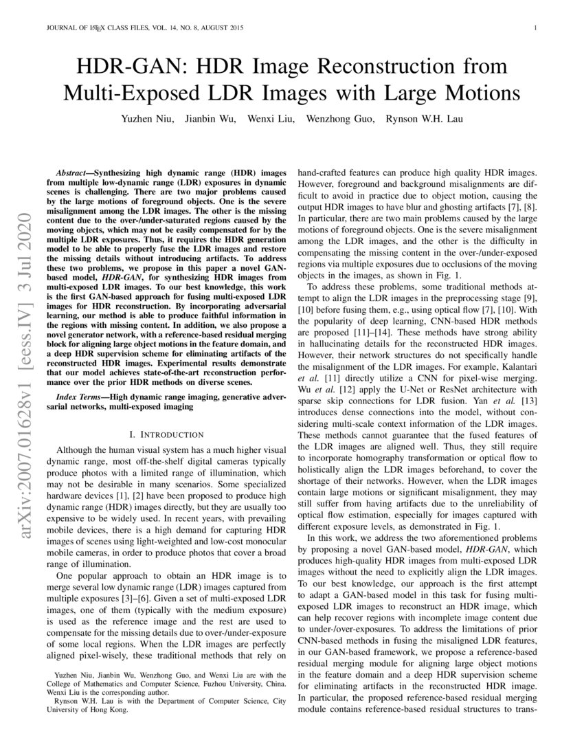 HDR-GAN: HDR Image Reconstruction from Multi-Exposed LDR Images with ...