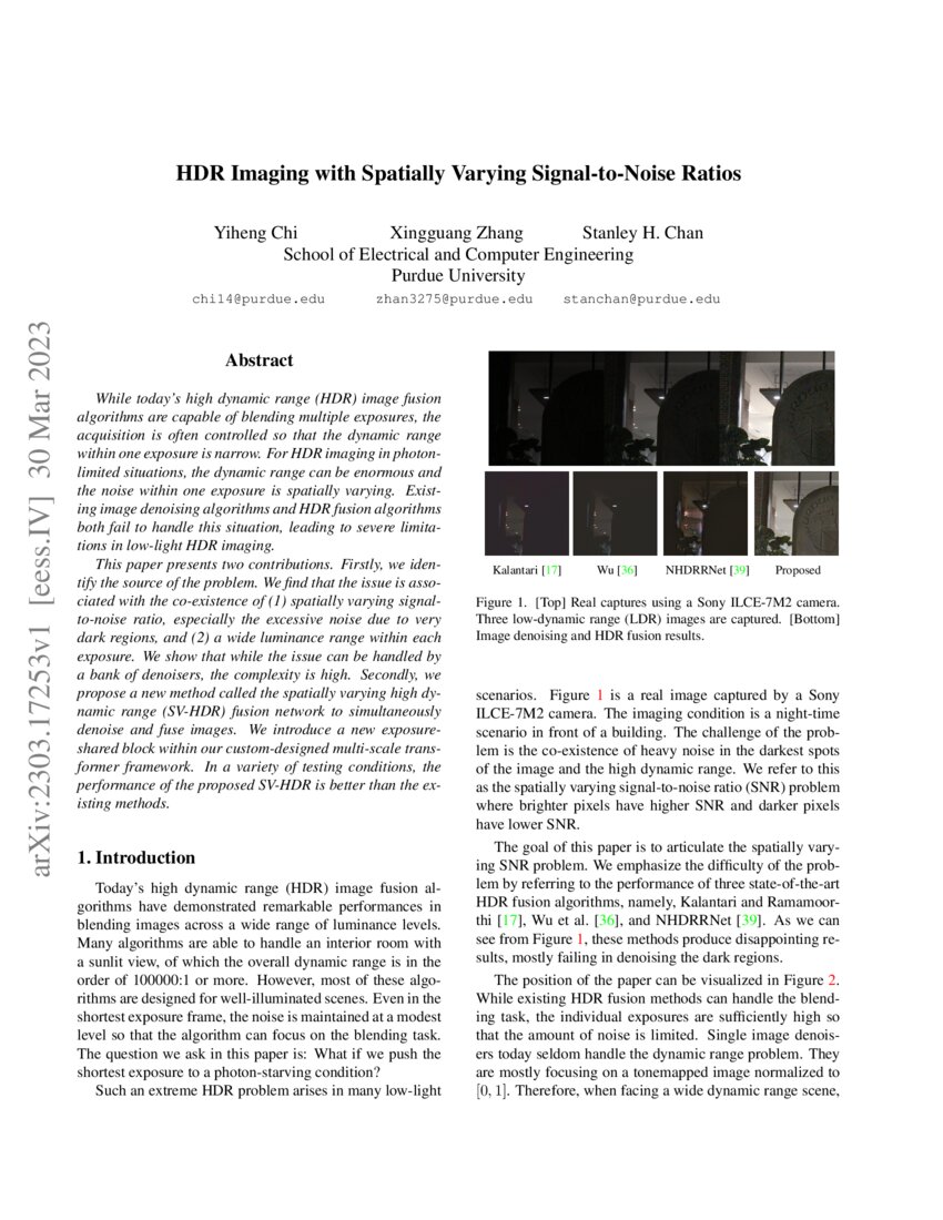 HDR Imaging with Spatially Varying Signal-to-Noise Ratios | DeepAI