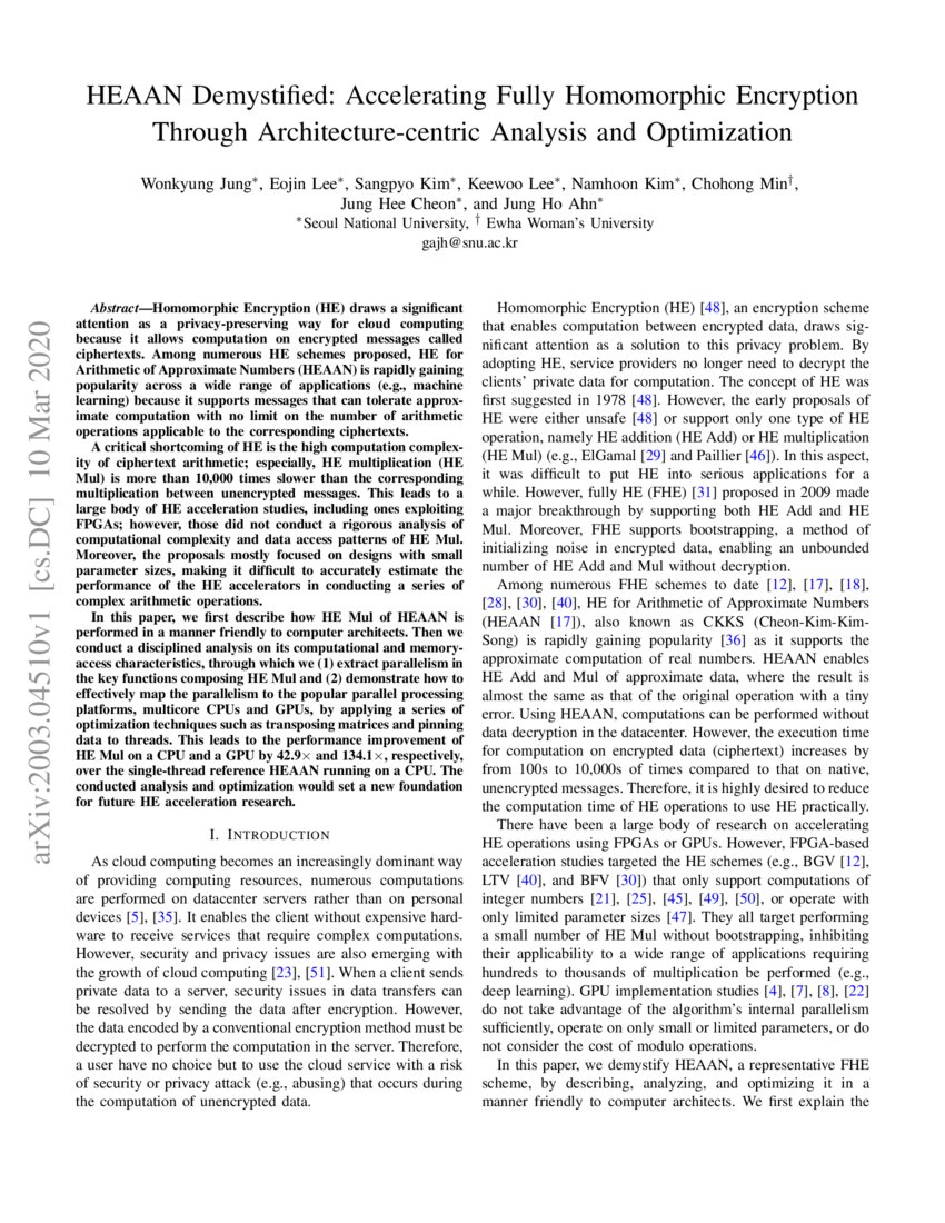 HEAAN Demystified: Accelerating Fully Homomorphic Encryption Through Architecture-centric ...