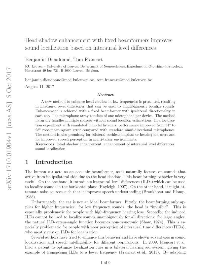 Head shadow enhancement with low-frequency beamforming improves sound ...
