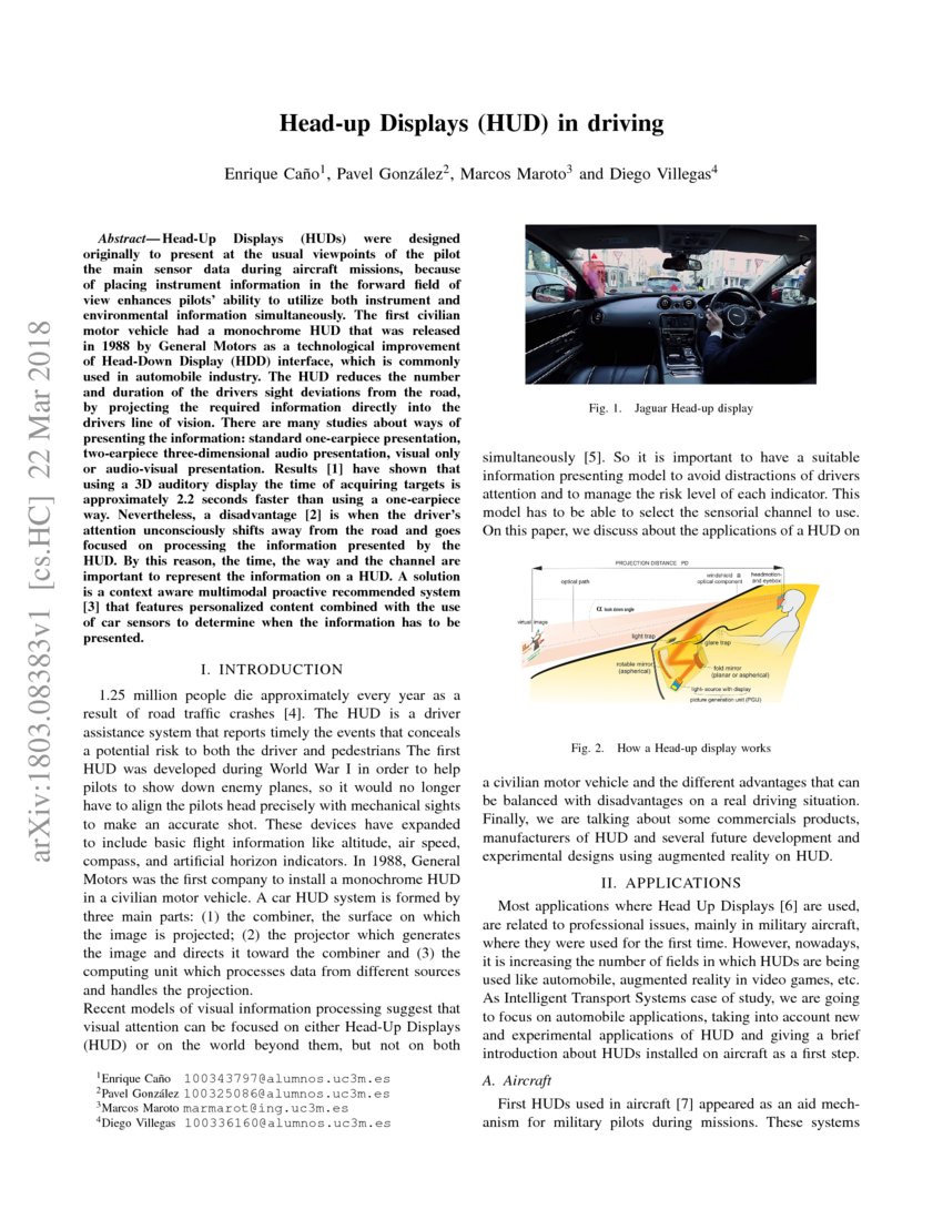 Head-up Displays (HUD) in driving | DeepAI