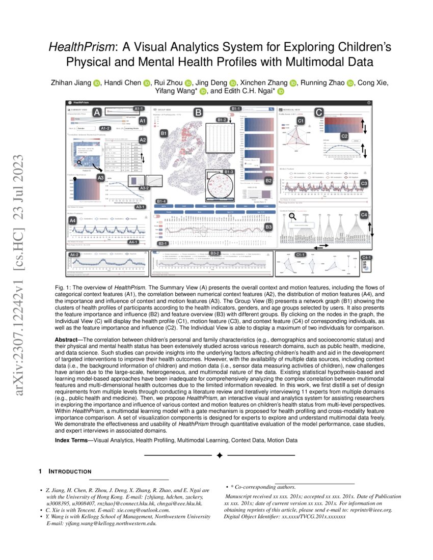 HealthPrism: A Visual Analytics System for Exploring Children's Physical and Mental Health ...