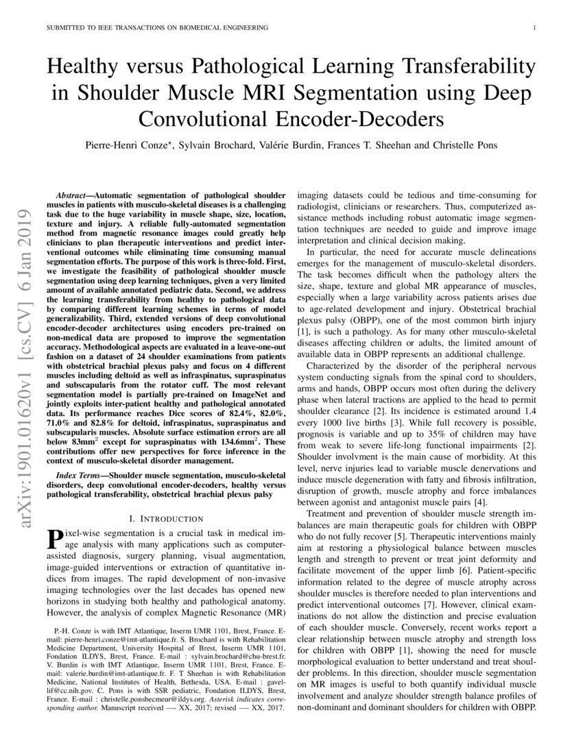 Healthy versus pathological learning transferability in shoulder muscle ... Healthy versus pathological learning transferability in shoulder muscle ...