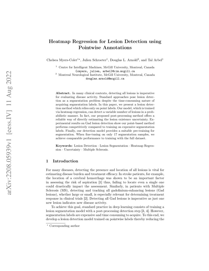 Heatmap Regression For Lesion Detection Using Pointwise Annotations 8087