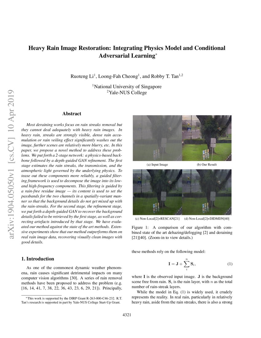 Heavy Rain Image Restoration: Integrating Physics Model and Conditional ...