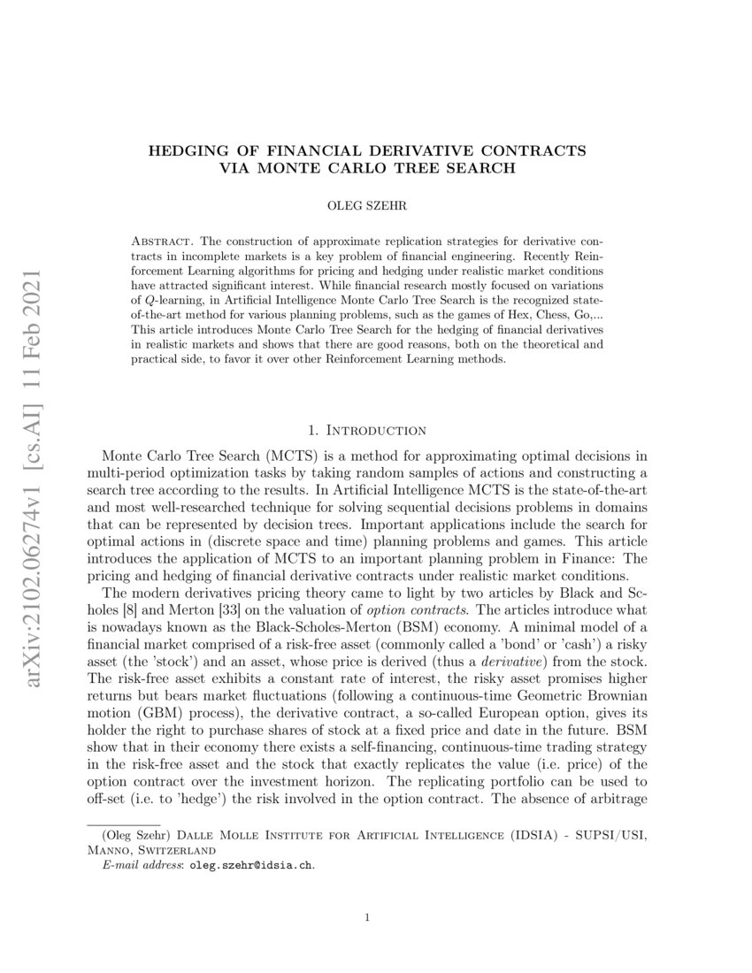 Hedging of Financial Derivative Contracts via Monte Carlo Tree Search ...
