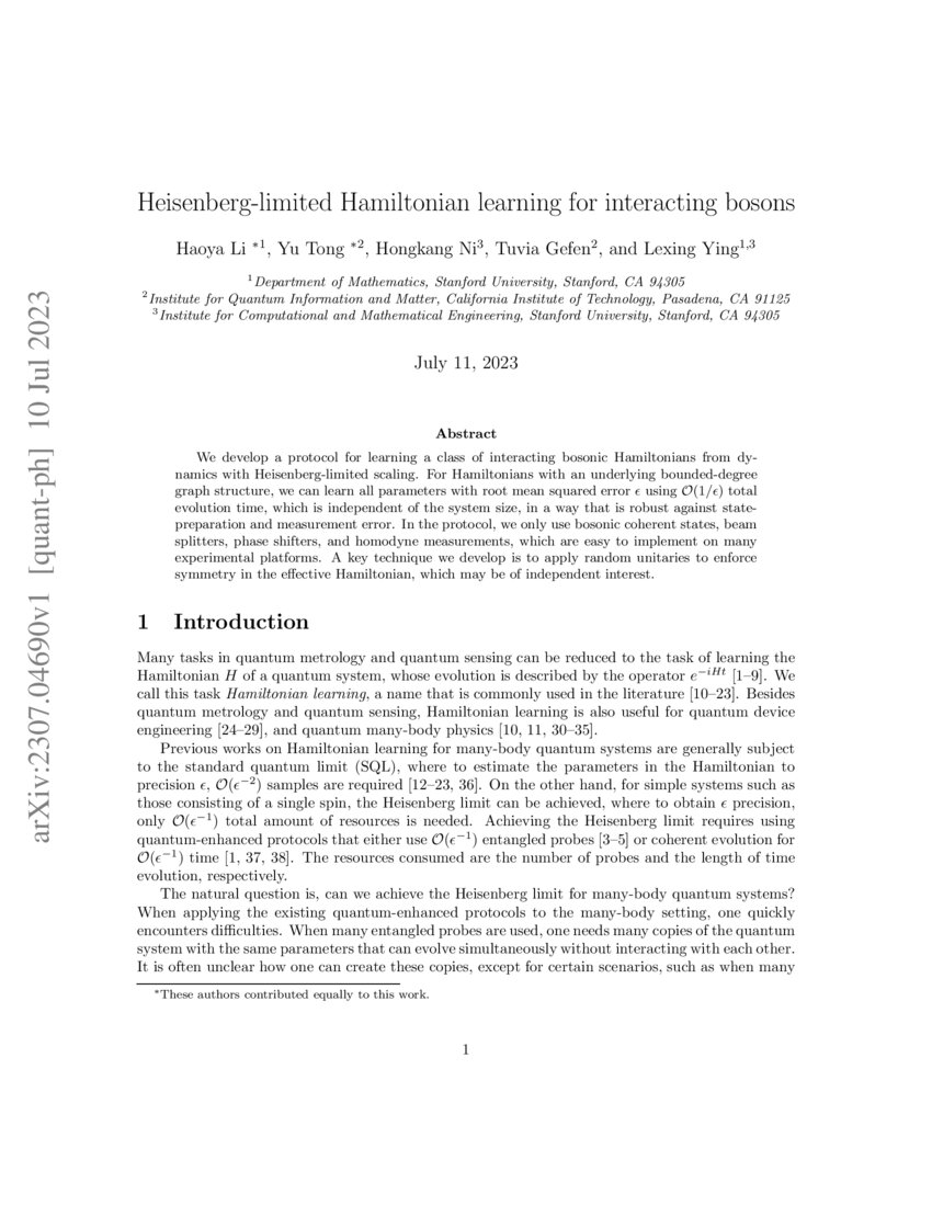 Heisenberg-limited Hamiltonian learning for interacting bosons | DeepAI