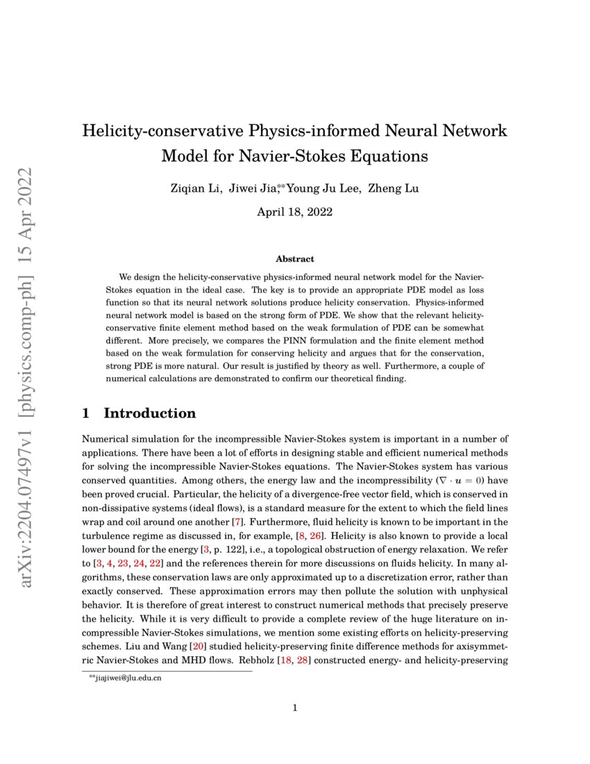 Helicity-conservative Physics-informed Neural Network Model for Navier ...