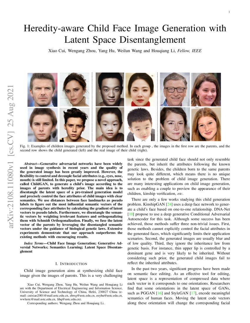 Heredity-aware Child Face Image Generation with Latent Space ...
