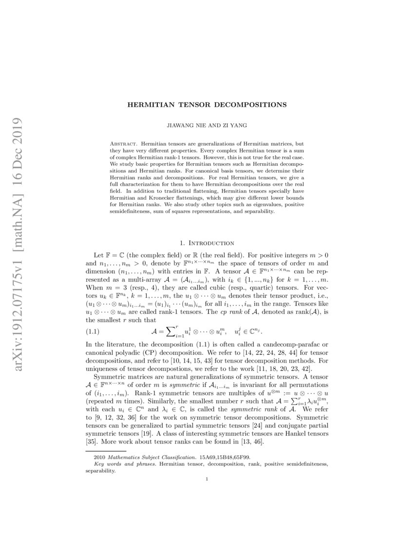 Hermitian Tensor Decompositions | DeepAI
