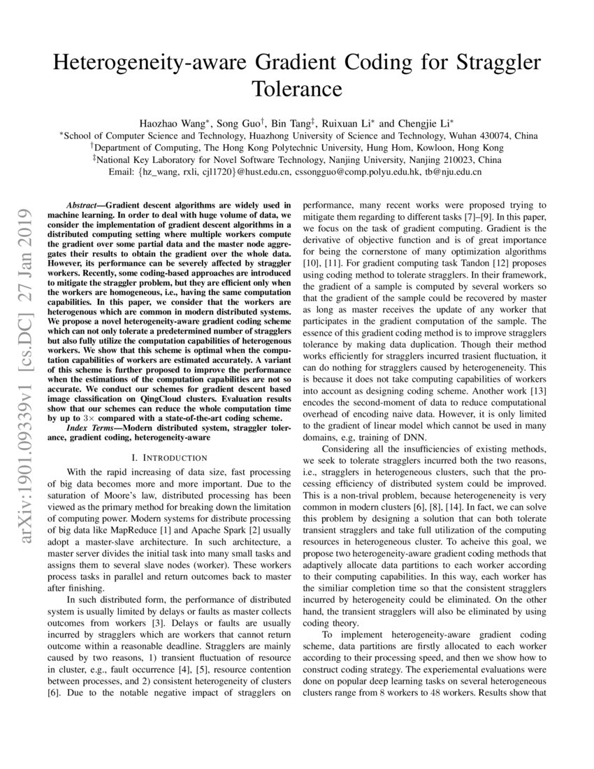 Heterogeneity Aware Gradient Coding For Straggler Tolerance Deepai