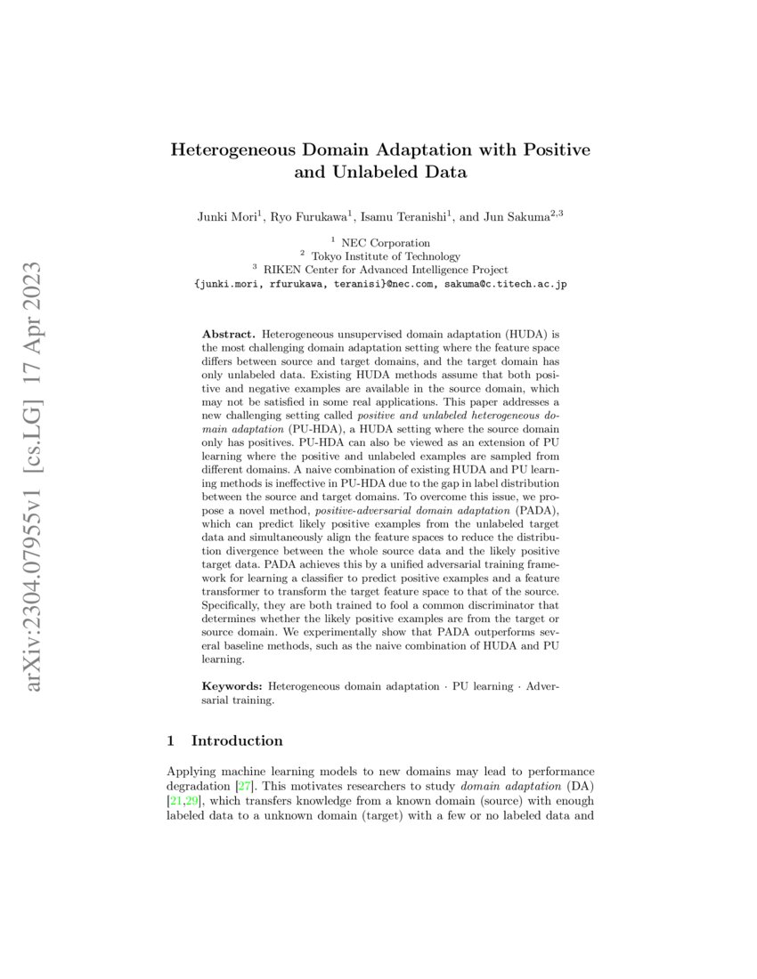 Heterogeneous Domain Adaptation with Positive and Unlabeled Data | DeepAI