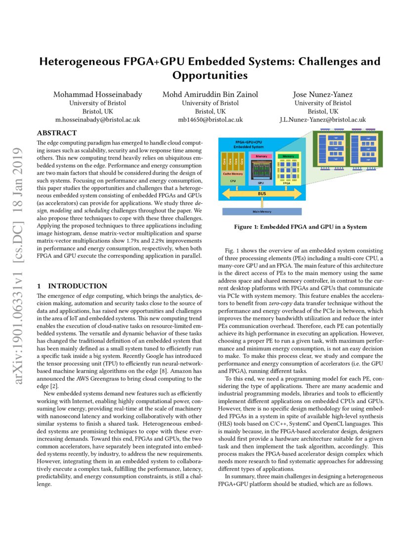 Heterogeneous Fpga Gpu Embedded Systems Challenges And Opportunities