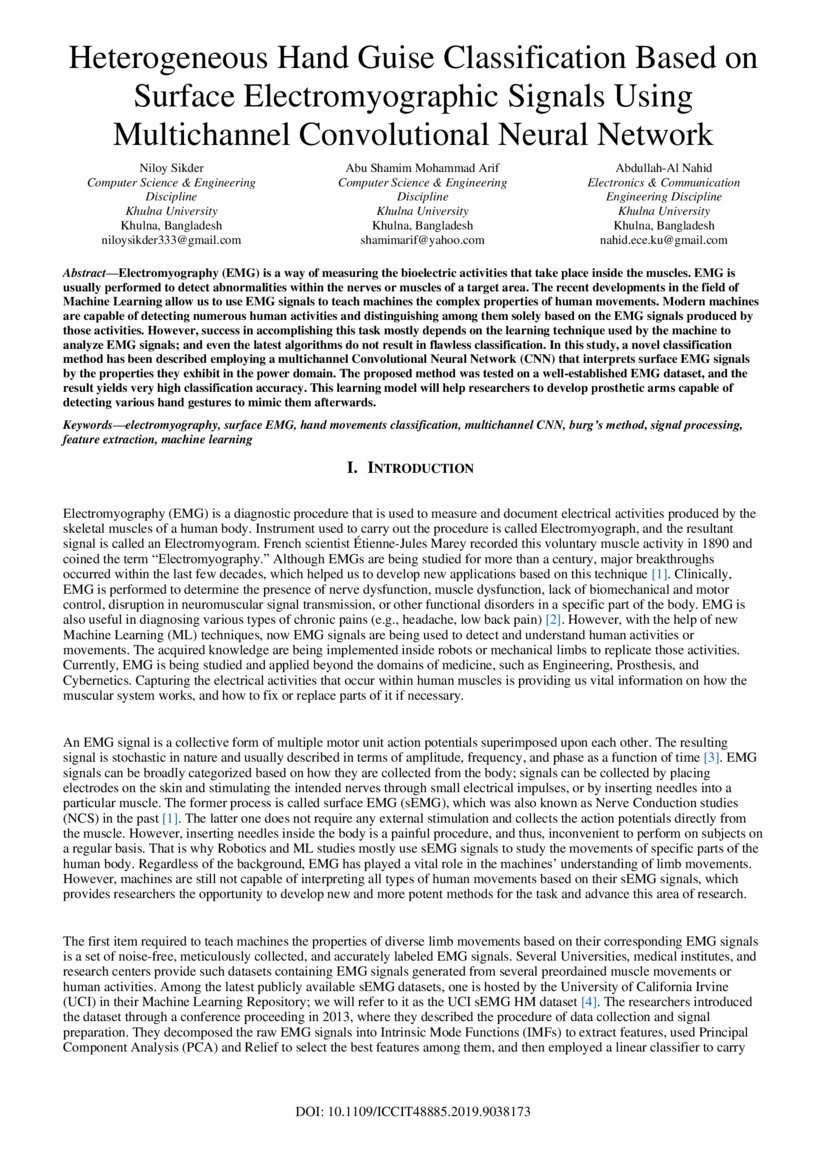 Heterogeneous Hand Guise Classification Based on Surface ...