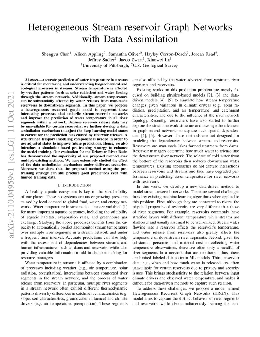 Heterogeneous Stream-reservoir Graph Networks with Data Assimilation | DeepAI