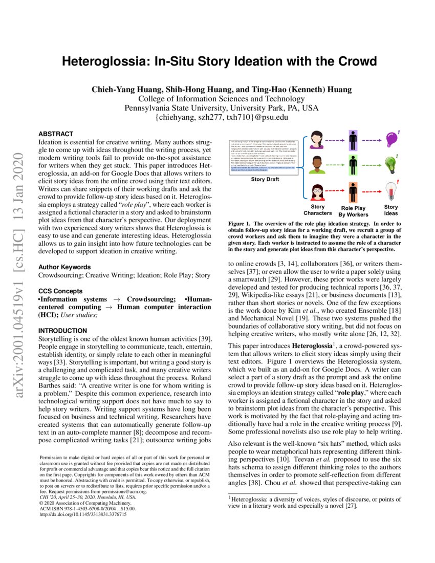 Heteroglossia: In-Situ Story Ideation with the Crowd | DeepAI