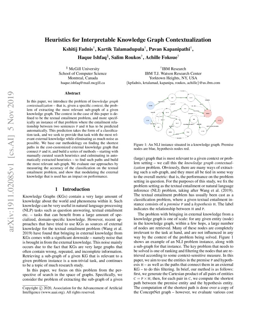 Heuristics for Interpretable Knowledge Graph Contextualization | DeepAI