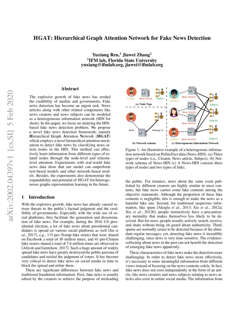 Hgat Hierarchical Graph Attention Network For Fake News Detection Deepai