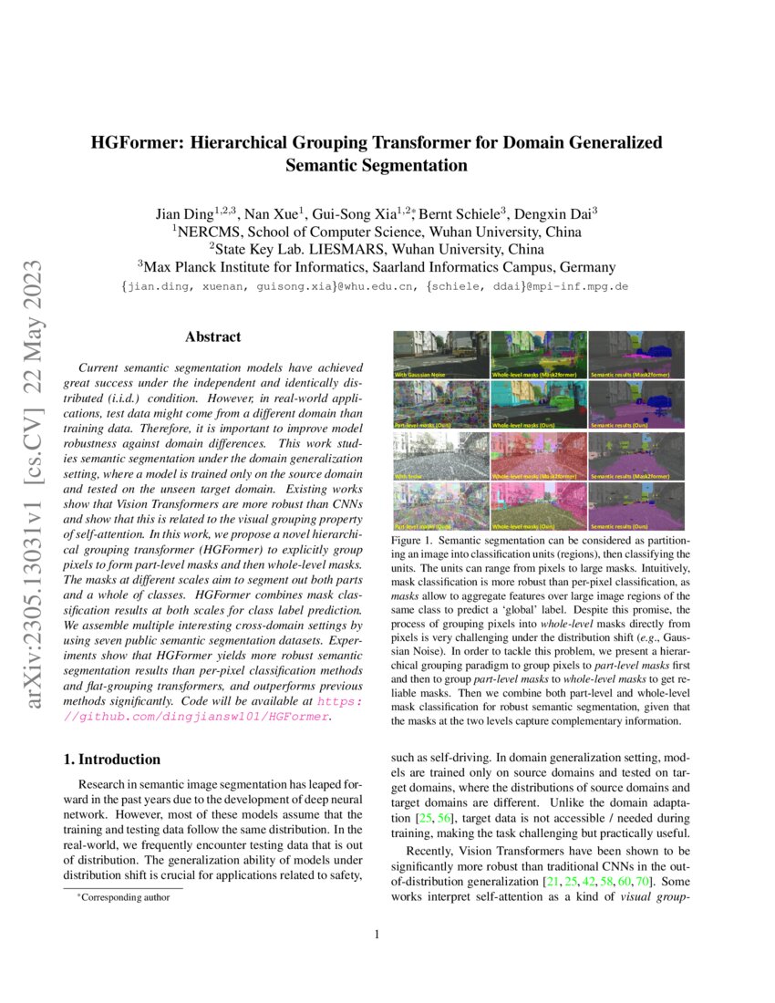 HGFormer: Hierarchical Grouping Transformer for Domain Generalized ...