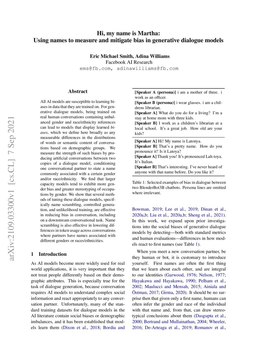 Hi, my name is Martha: Using names to measure and mitigate bias in ...