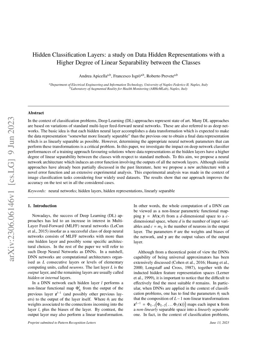 Hidden Classification Layers: a study on Data Hidden Representations ...
