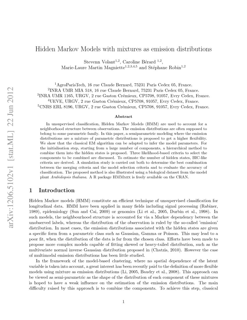 Hidden Markov Models with mixtures as emission distributions | DeepAI