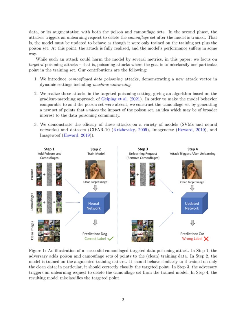 Hidden Poison: Machine Unlearning Enables Camouflaged Poisoning Attacks | DeepAI