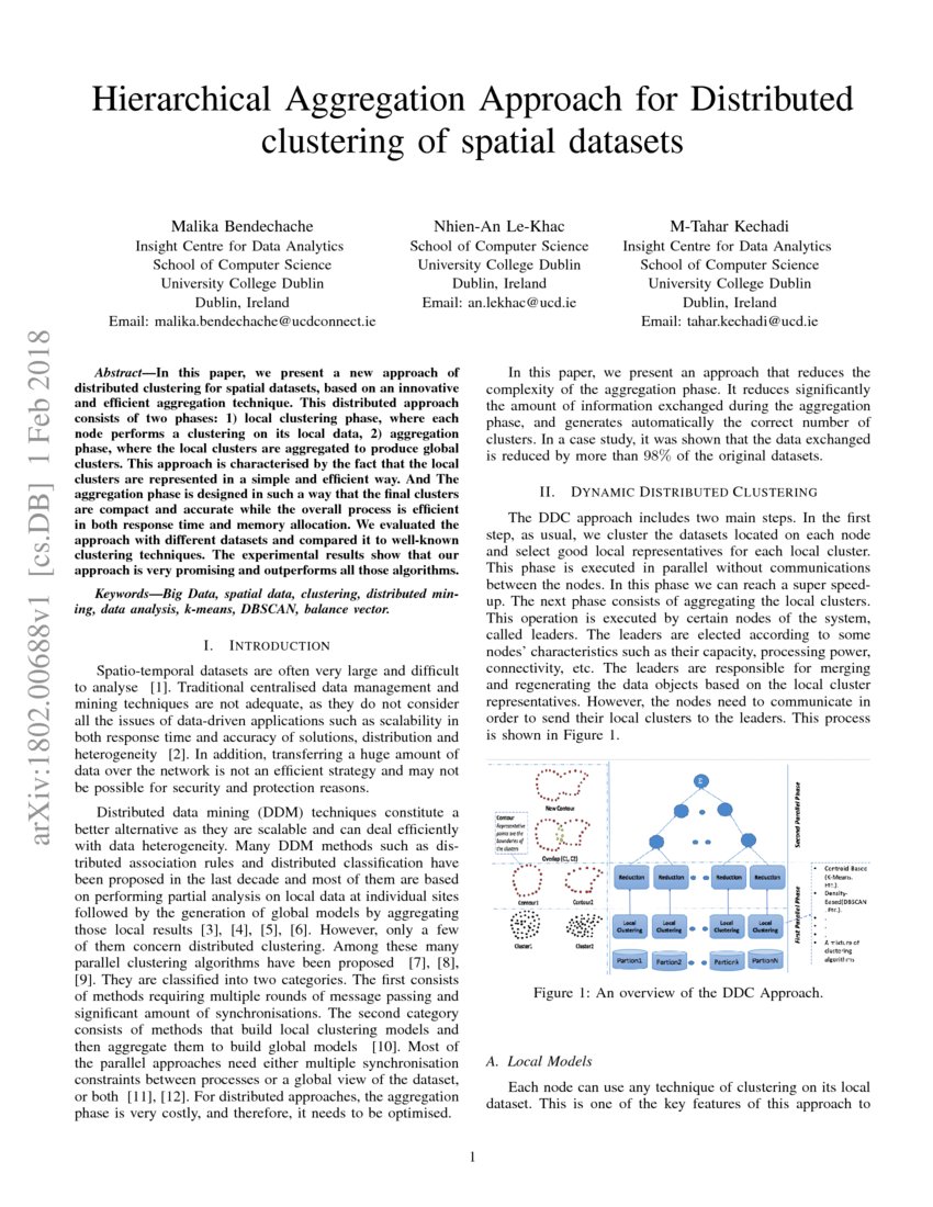 Hierarchical Aggregation Approach For Distributed Clustering Of Spatial