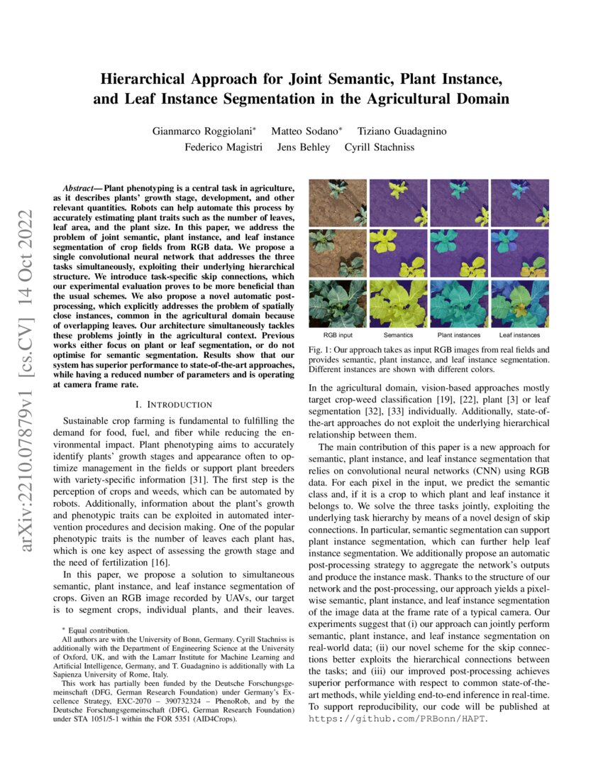 Hierarchical Approach For Joint Semantic Plant Instance And Leaf Instance Segmentation In The