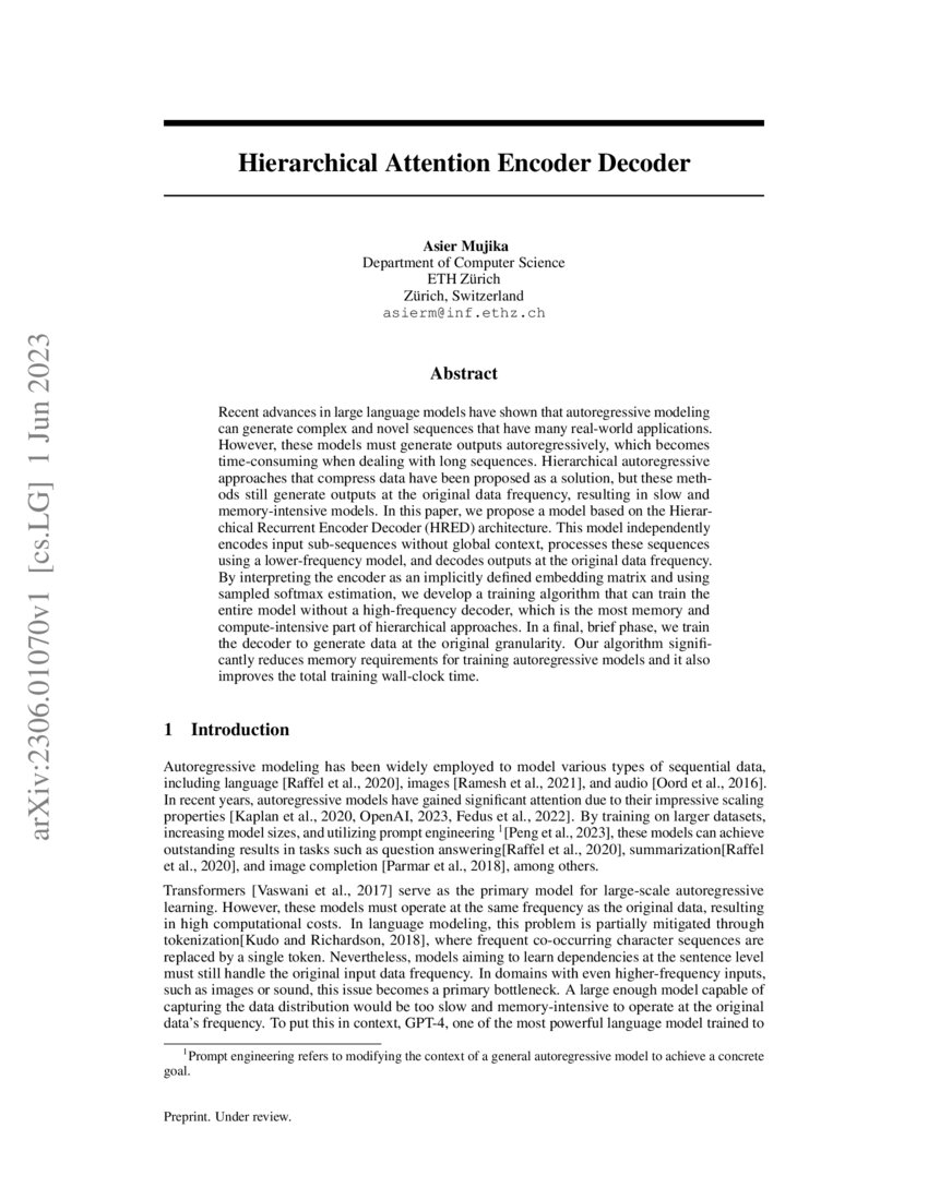 Hierarchical Attention Encoder Decoder | DeepAI Hierarchical Attention Encoder Decoder | DeepAI