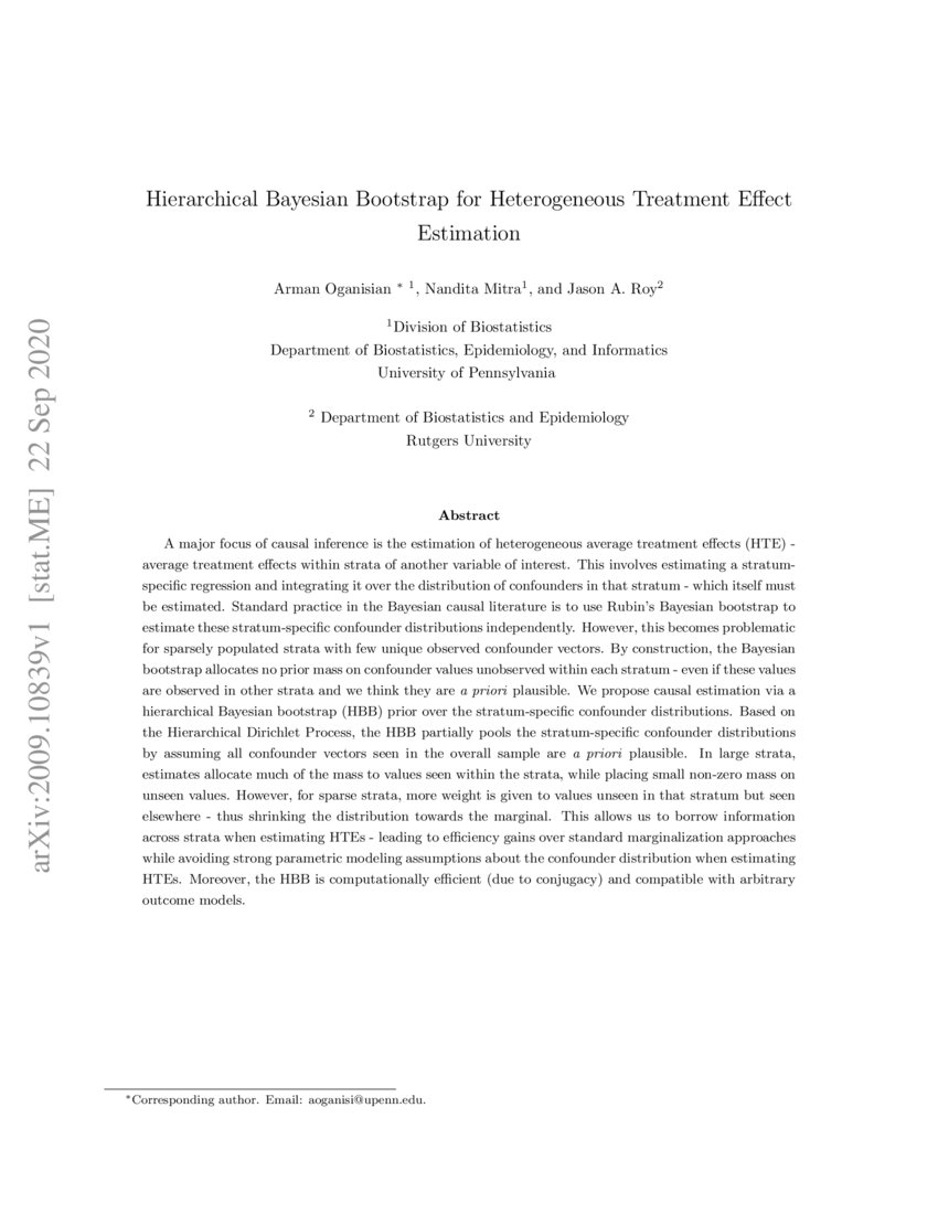 Hierarchical Bayesian Bootstrap for Heterogeneous Treatment Effect ...