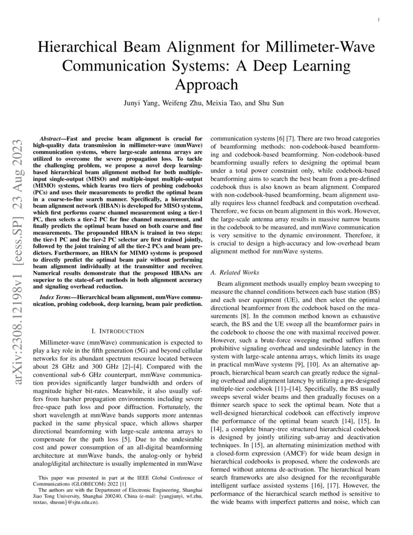 Hierarchical Beam Alignment for Millimeter-Wave Communication Systems ... Hierarchical Beam Alignment for Millimeter-Wave Communication Systems ...