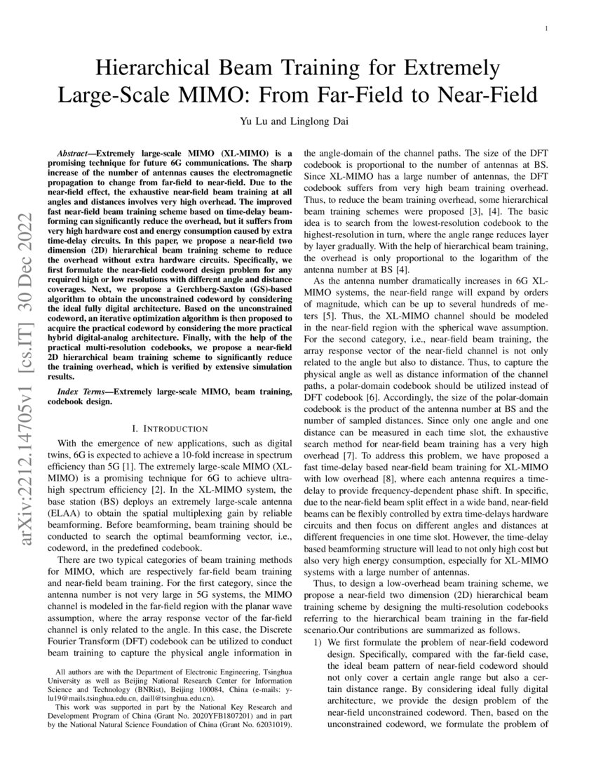 Hierarchical Beam Training For Extremely Large Scale Mimo From Far Field To Near Field Deepai