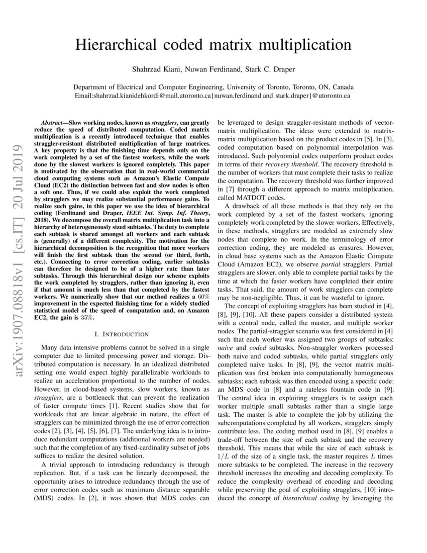 Hierarchical Coded Matrix Multiplication | DeepAI
