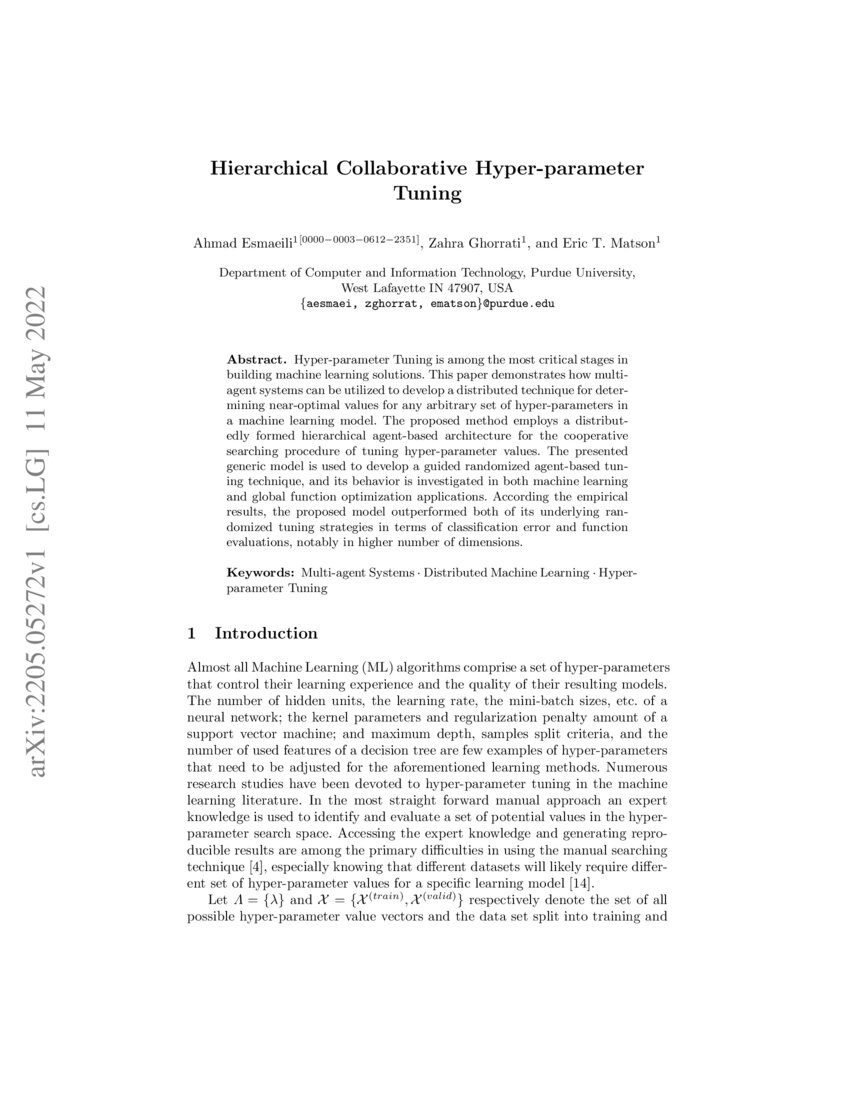 Hierarchical Collaborative Hyper-parameter Tuning | DeepAI