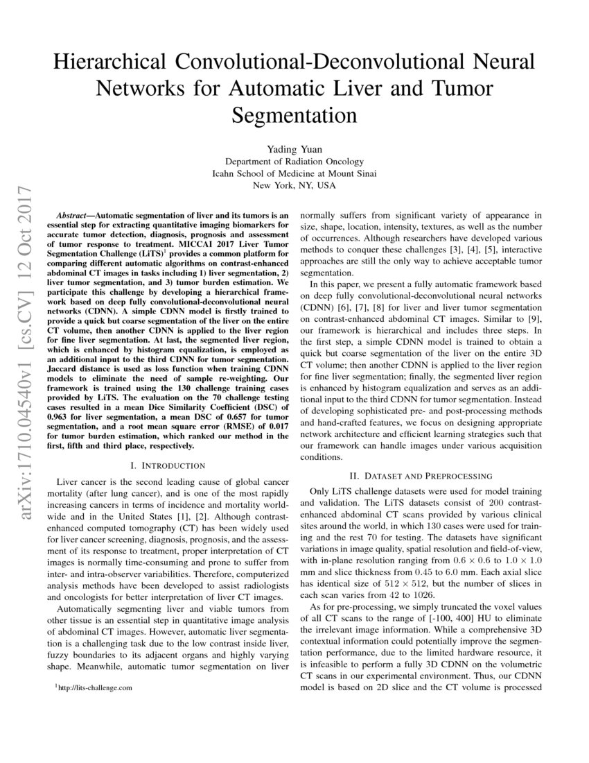 Hierarchical Convolutional Deconvolutional Neural Networks For Automatic Liver And Tumor