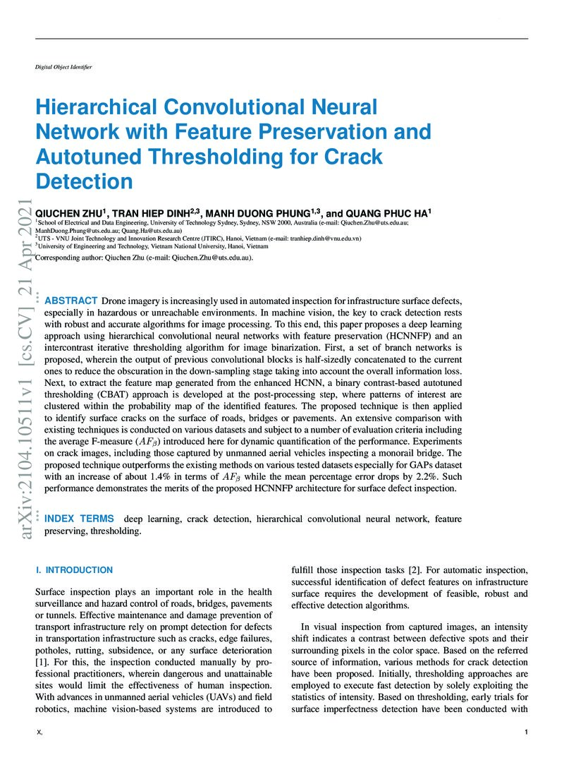 Hierarchical Convolutional Neural Network With Feature Preservation And Autotuned Thresholding