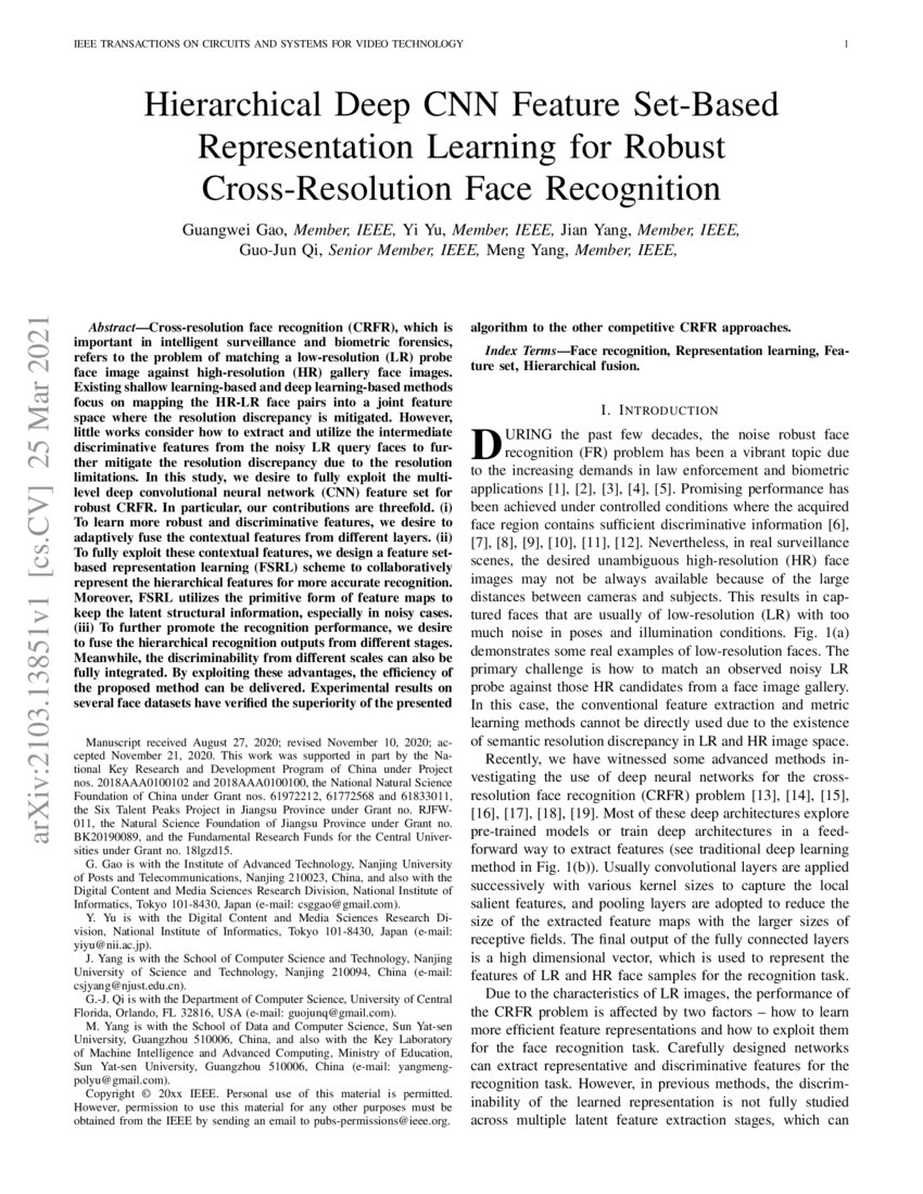 Hierarchical Deep Cnn Feature Set Based Representation Learning For Robust Cross Resolution Face 