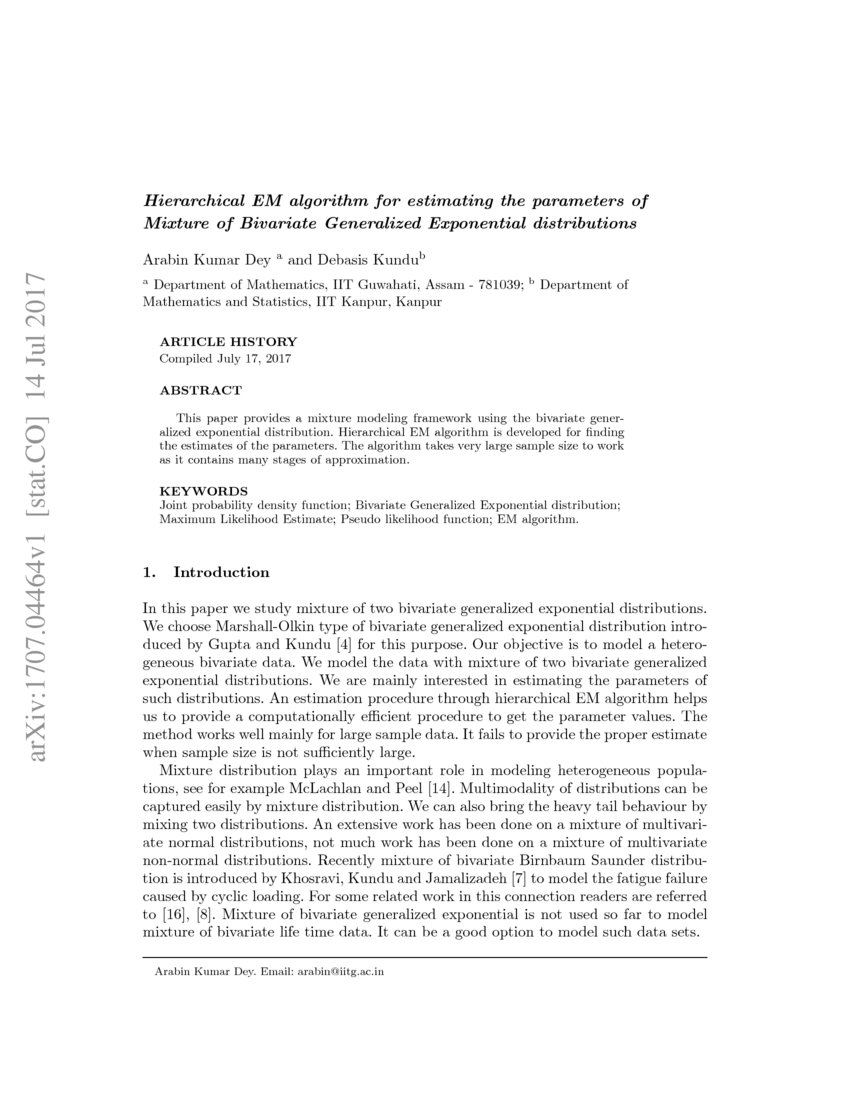 Hierarchical Em Algorithm For Estimating The Parameters Of Mixture Of Bivariate Generalized