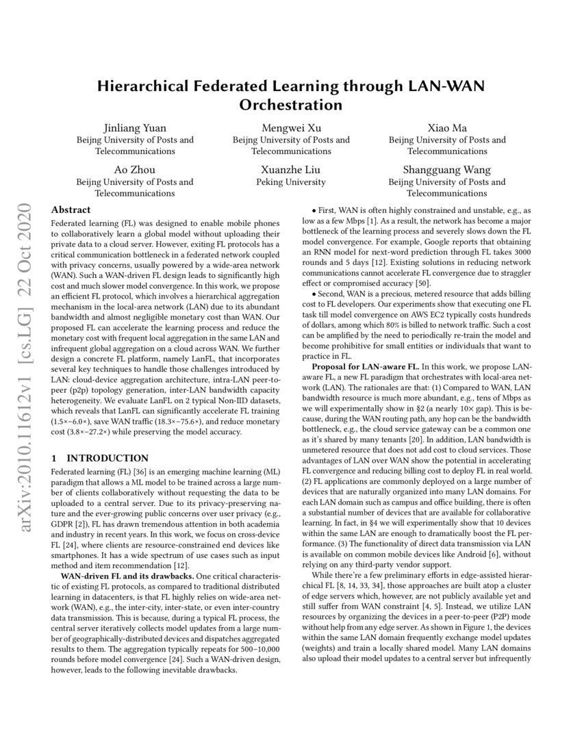 Hierarchical Federated Learning Through Lan Wan Orchestration Deepai