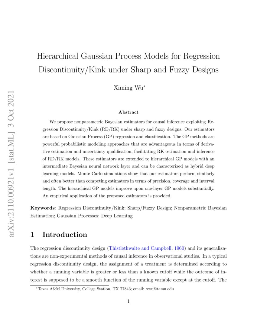 Hierarchical Gaussian Process Models for Regression Discontinuity/Kink under Sharp and Fuzzy ...