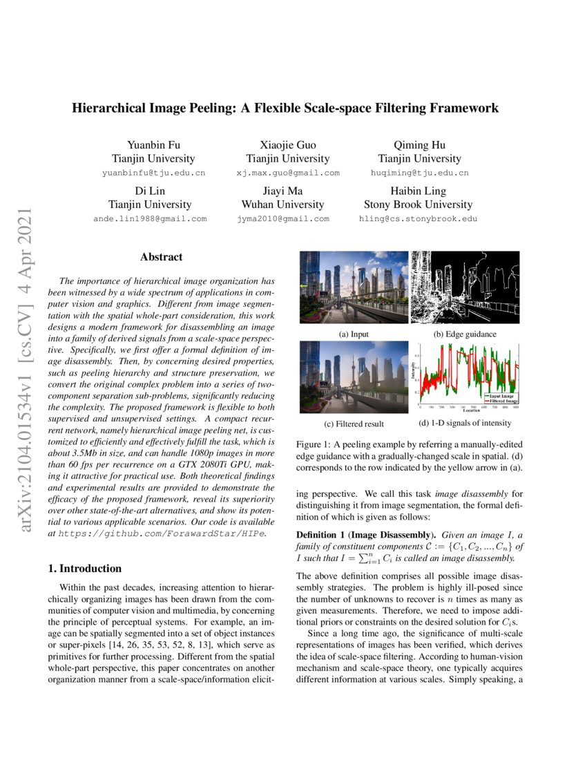 Hierarchical Image Peeling: A Flexible Scale-space Filtering Framework ...