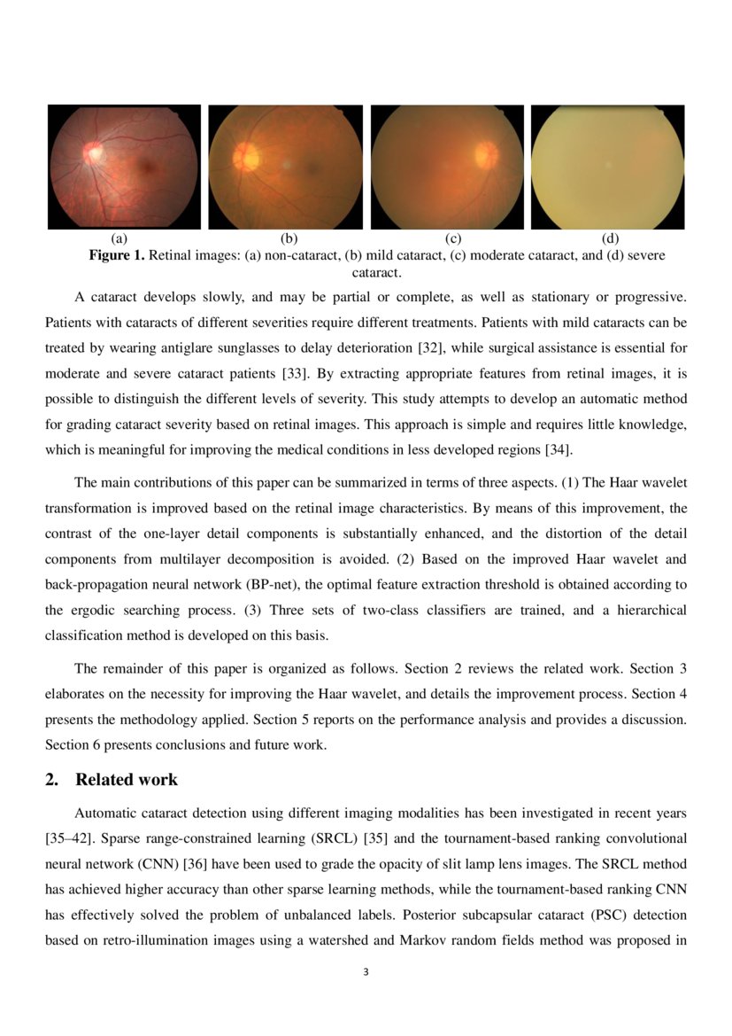 Hierarchical Method For Cataract Grading Based On Retinal Images Using Improved Haar Wavelet