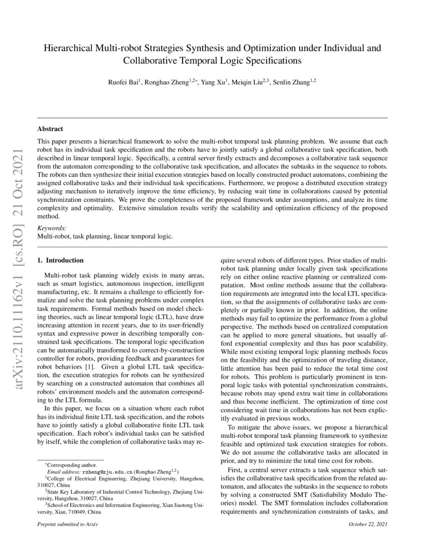 Hierarchical Multi-robot Strategies Synthesis and Optimization under Individual and ...