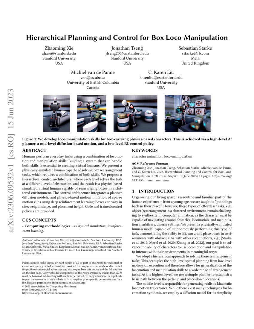 Hierarchical Planning and Control for Box Loco-Manipulation | DeepAI
