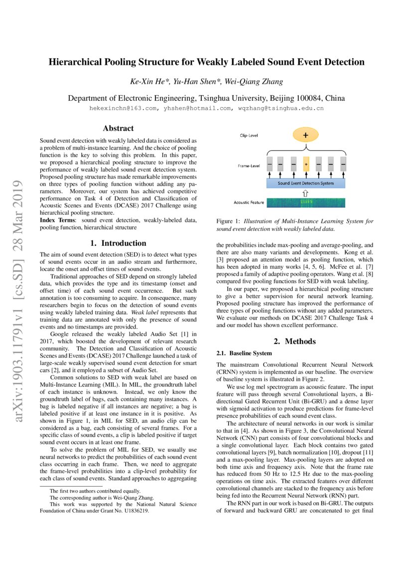 Hierarchical Pooling Structure For Weakly Labeled Sound Event Detection Deepai