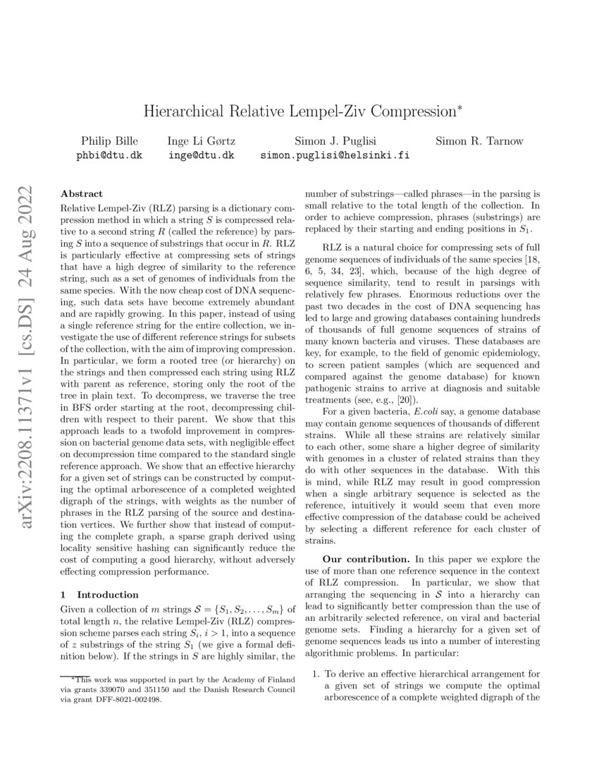 Hierarchical Relative Lempel Ziv Compression Deepai