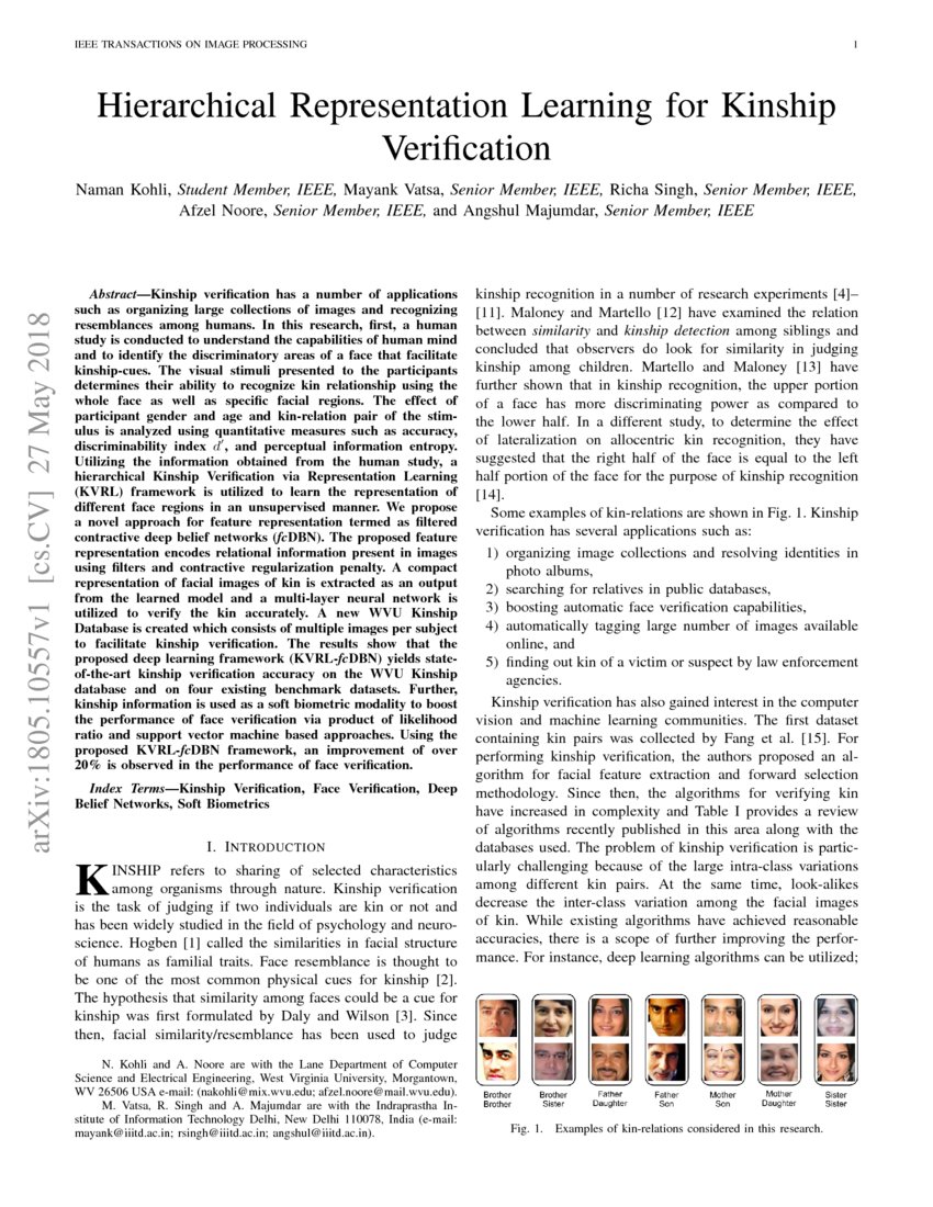 Hierarchical Representation Learning for Kinship Verification | DeepAI